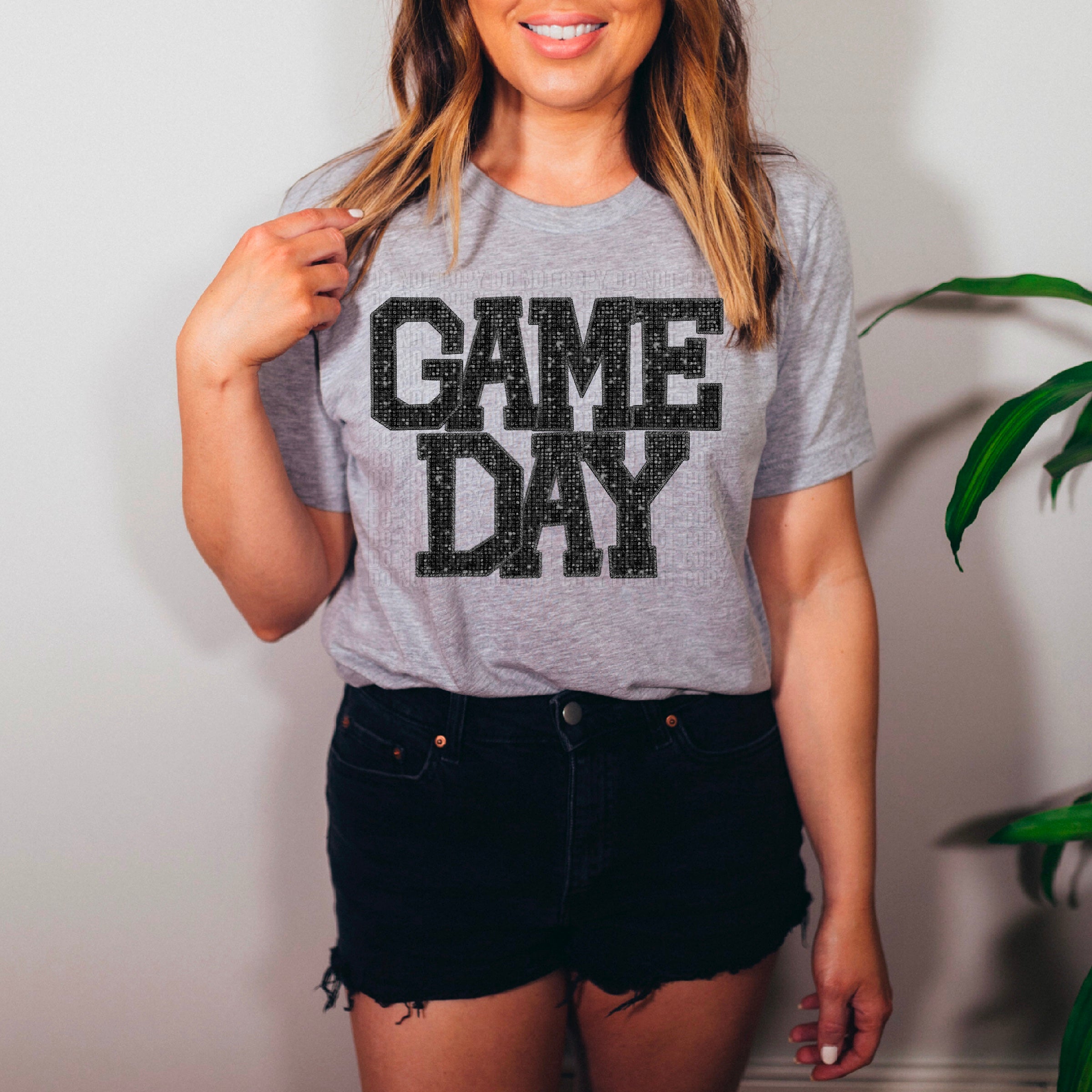 Game Day Black Sequined Faux DTF Transfer – K&M Designs