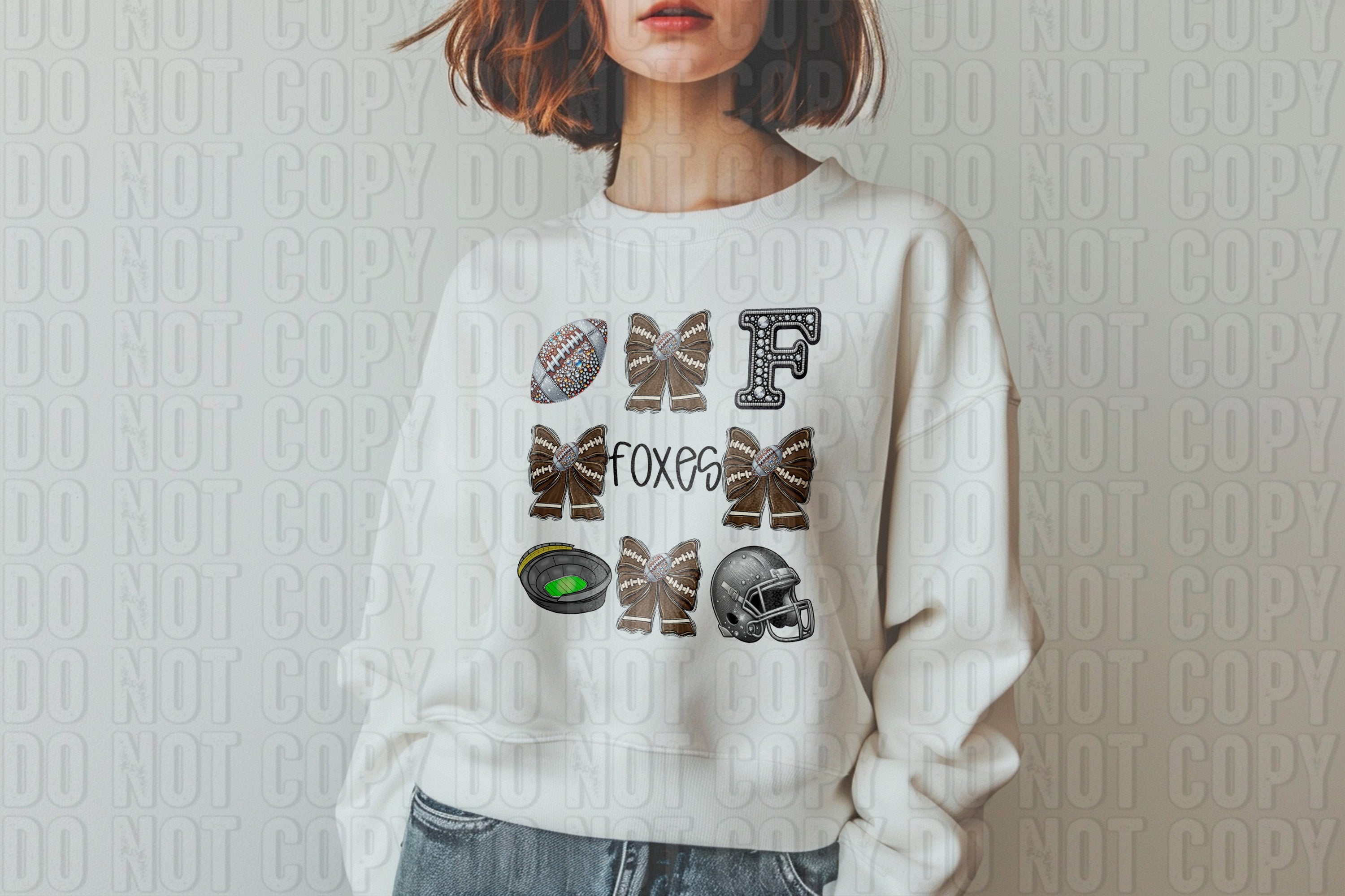 Foxes Football Bow Mascots DTF Transfer – K&M Designs