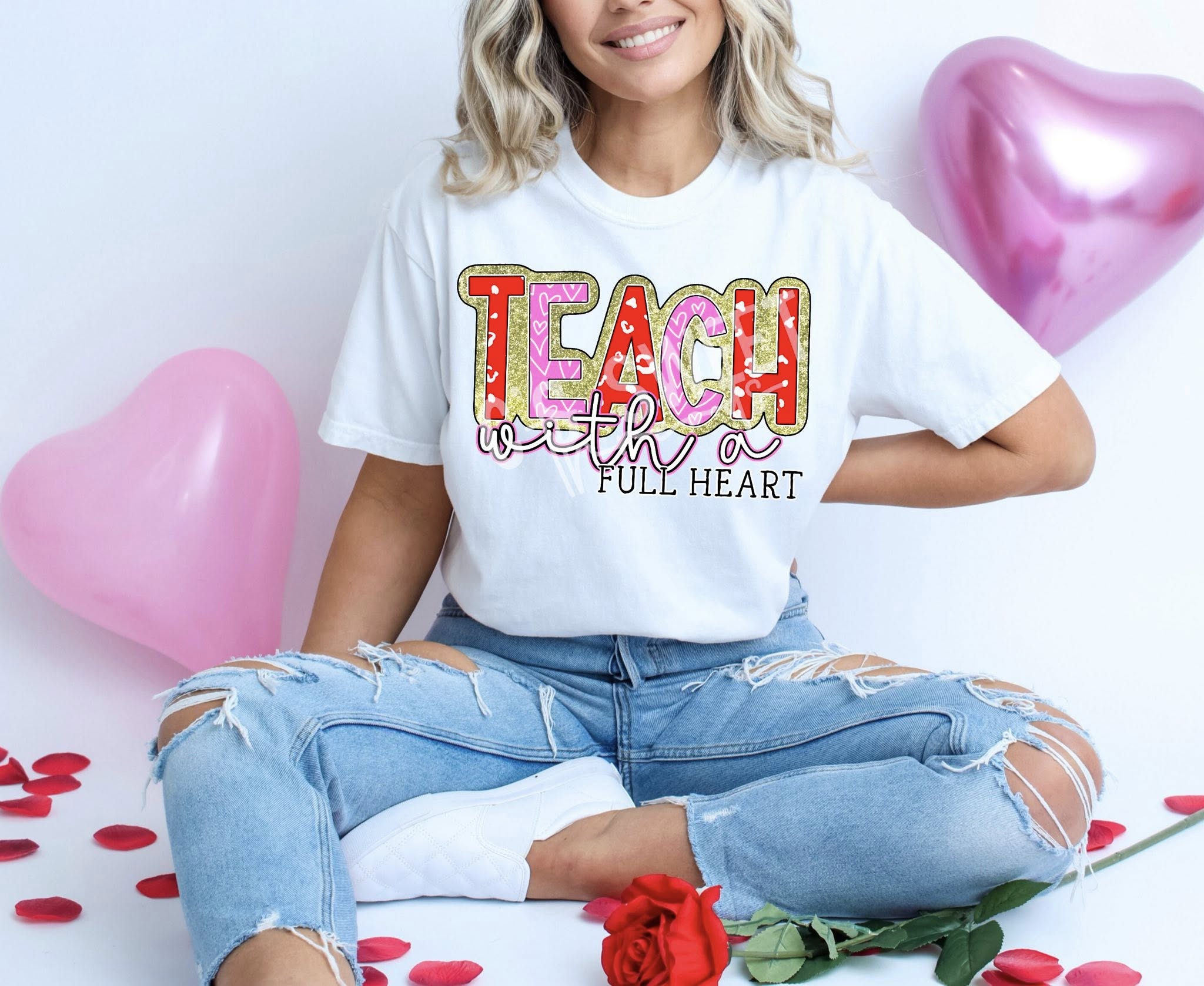 Teach With A Full Heart DTF Transfer – K&M Designs