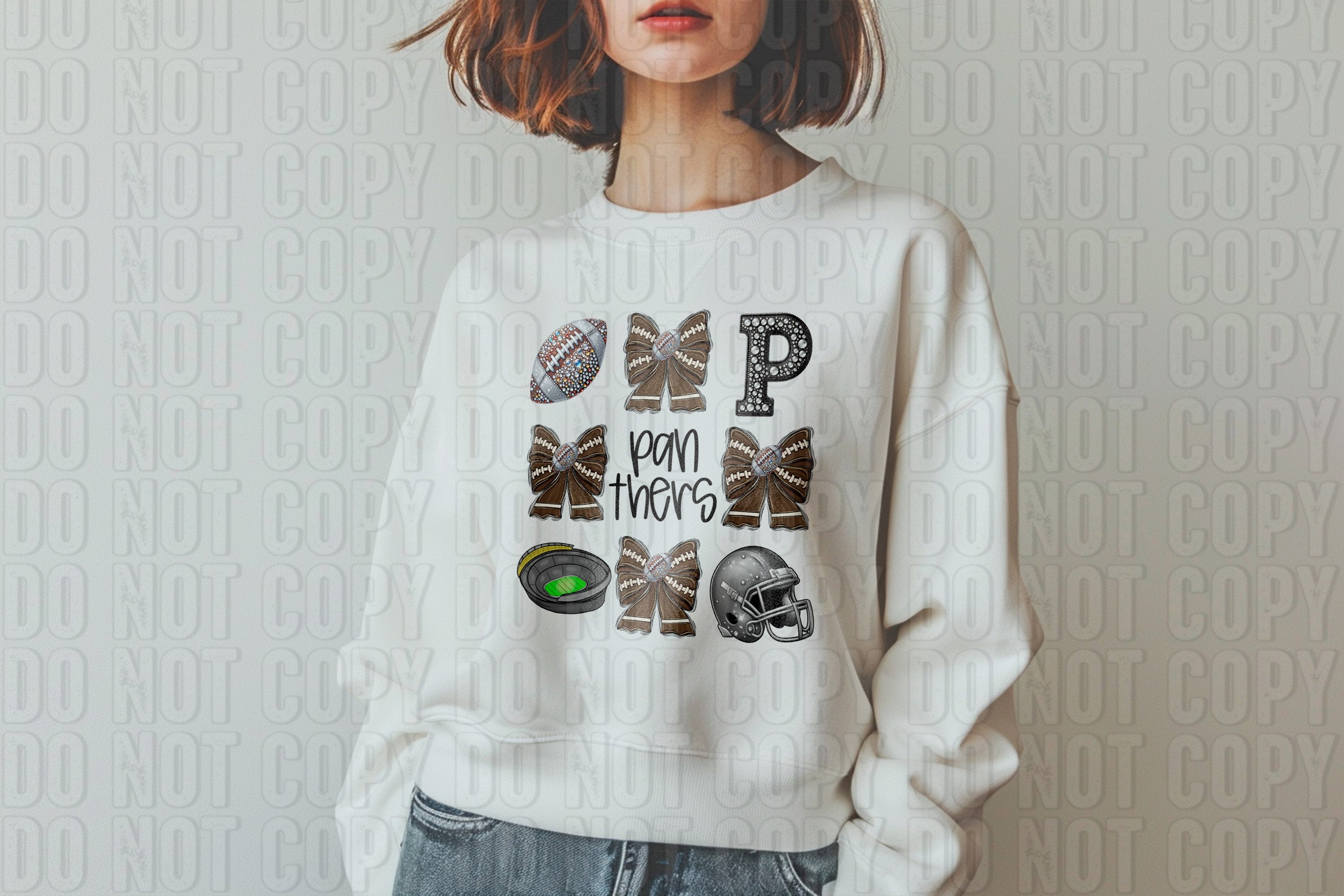 Panthers Football Bow Mascots DTF Transfer – K&M Designs