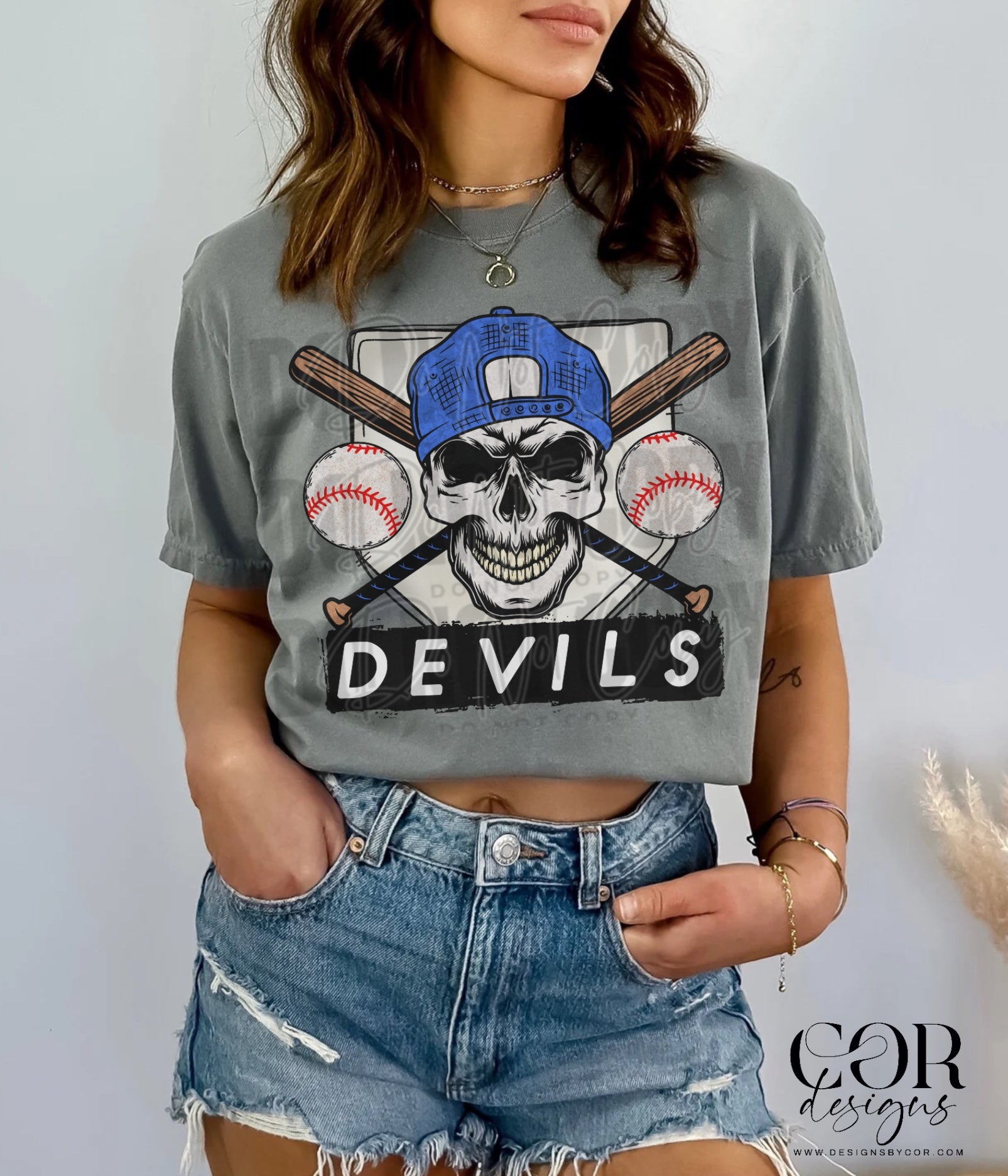Devils Royal Blue DTF Transfer – K&M Designs