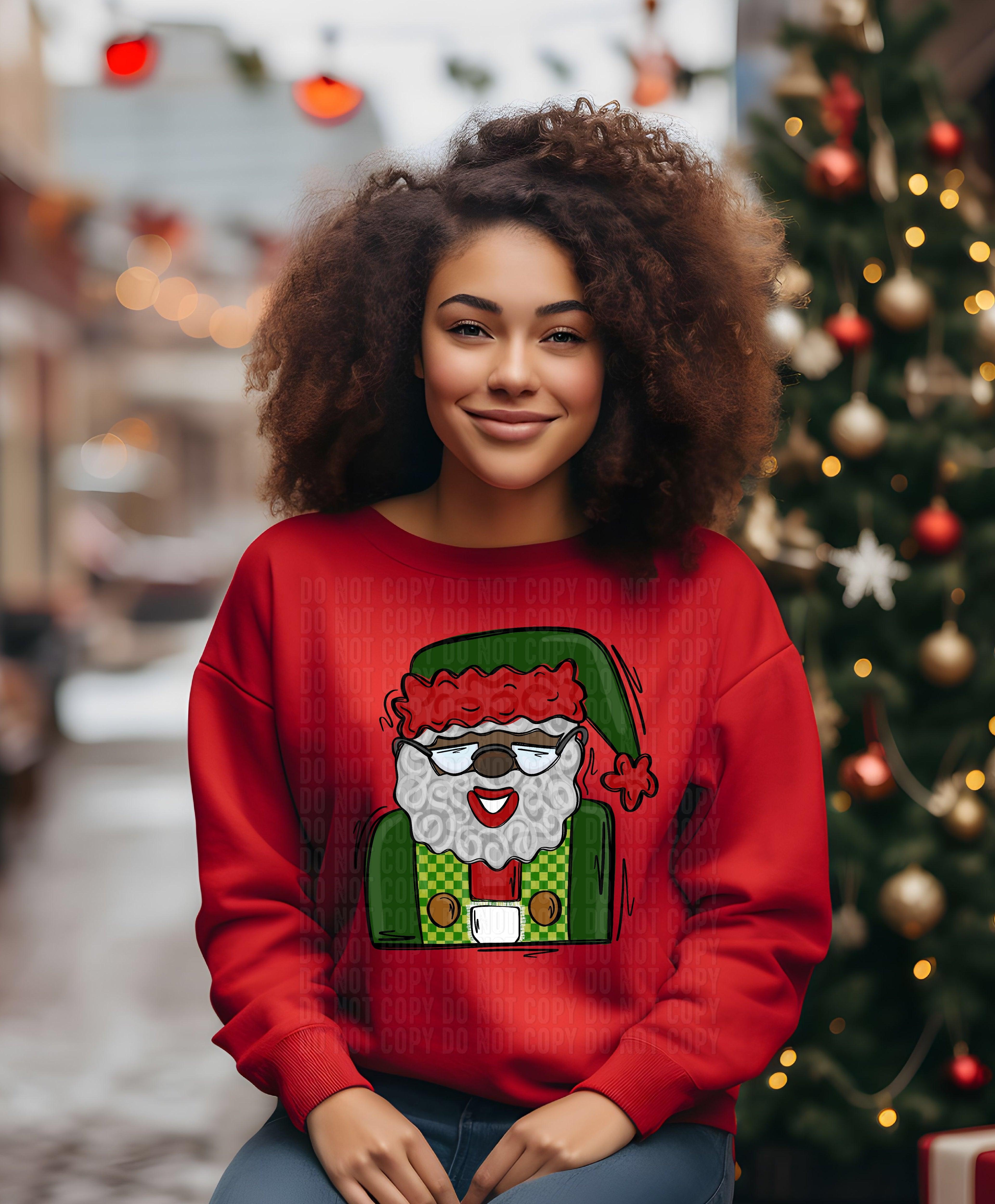 Santa Dark With Beard Red/Green DTF Transfer – K&M Designs