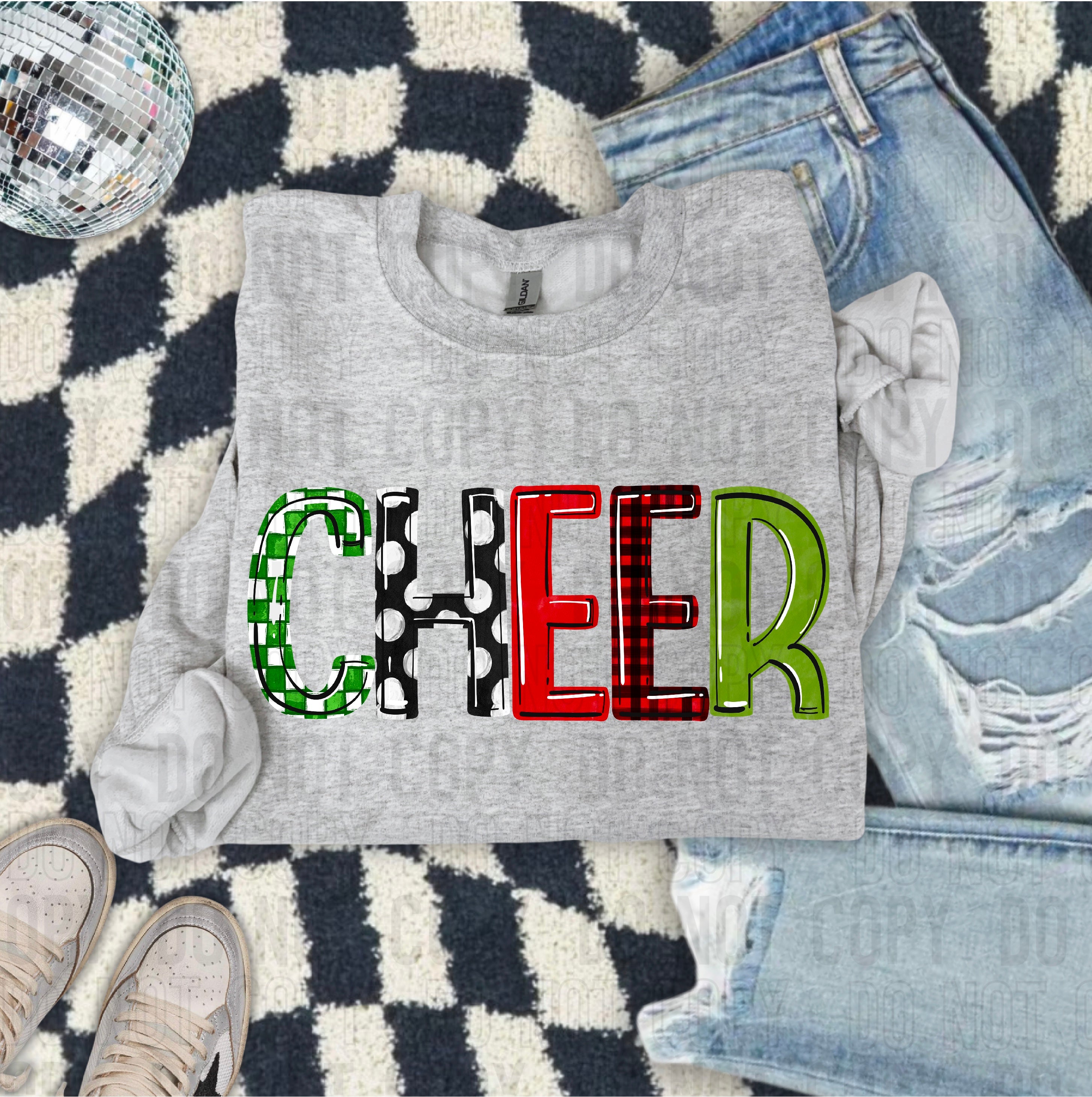 Cheer Dots Checker Doodle DTF Transfer – K&M Designs