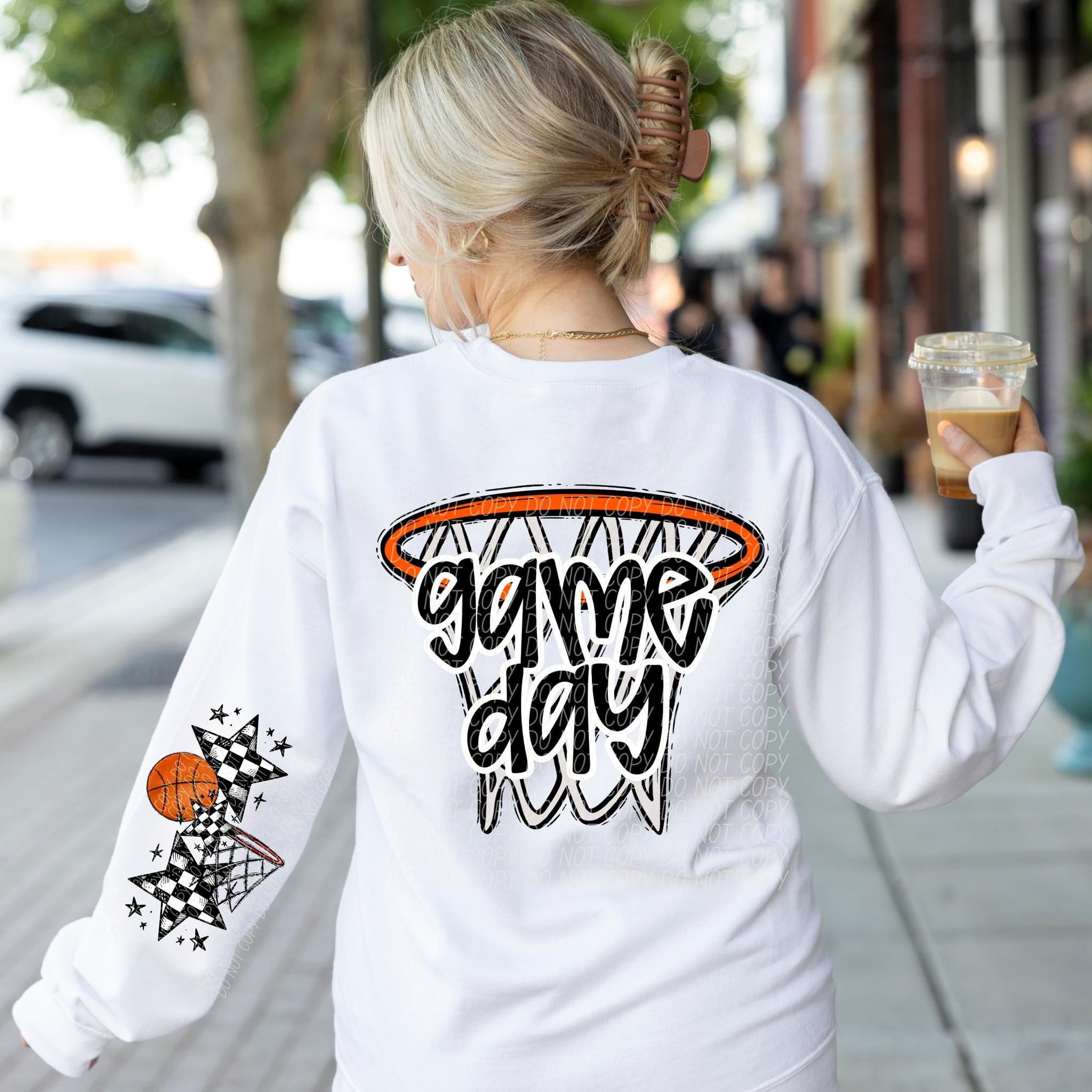 Basketball Hoop Game Day White DTF Transfer – K&M Designs