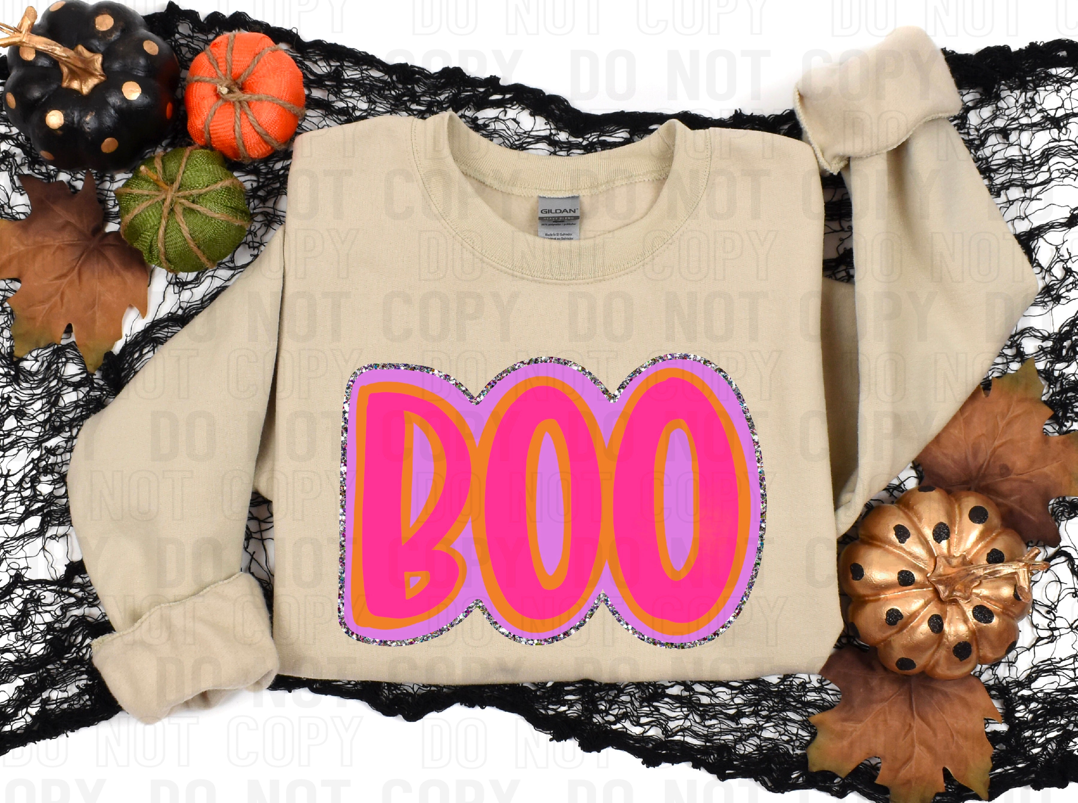 Boo Silver Glitz DTF Transfer – K&M Designs