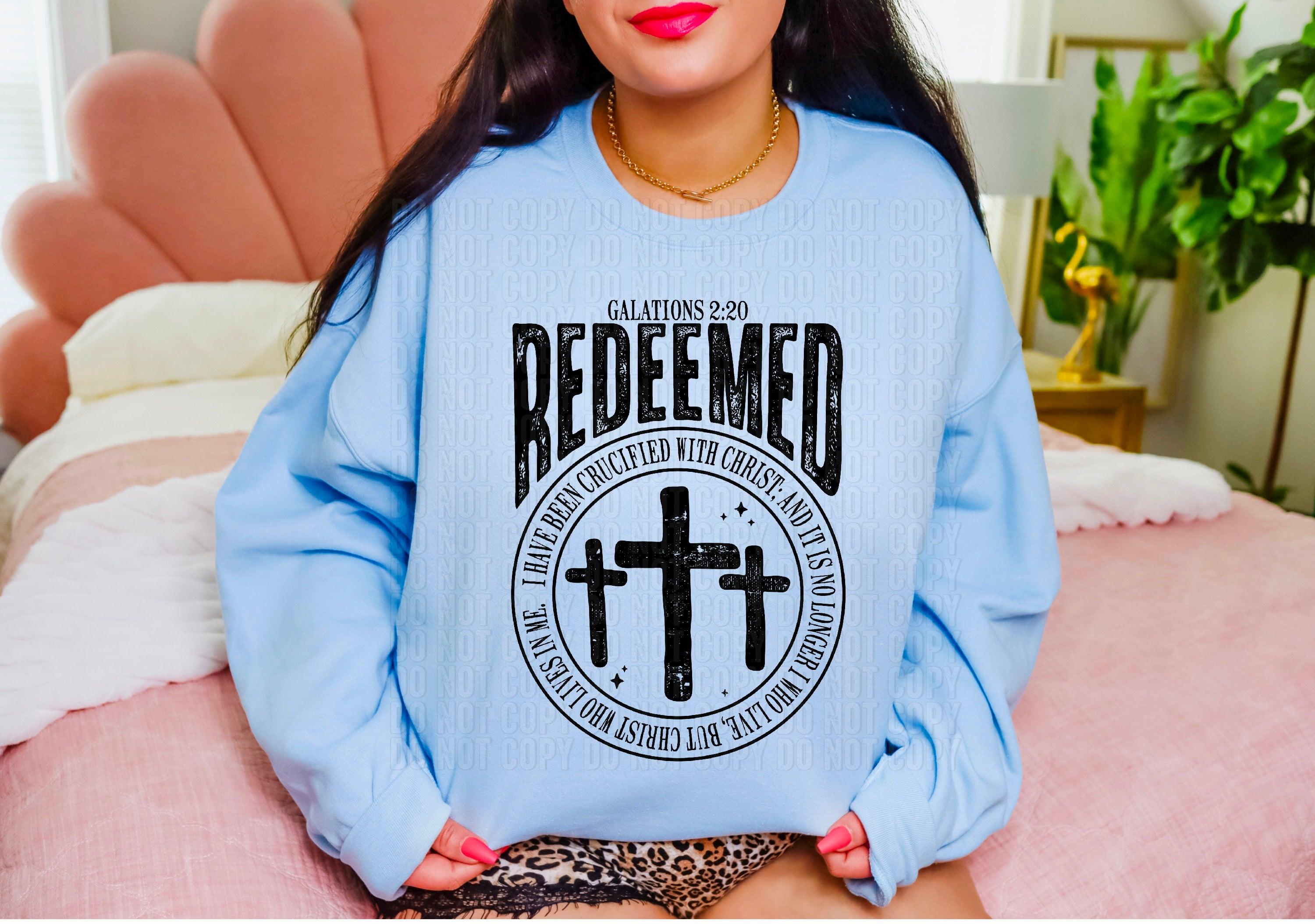Redeemed Black Font DTF Transfer – K&M Designs