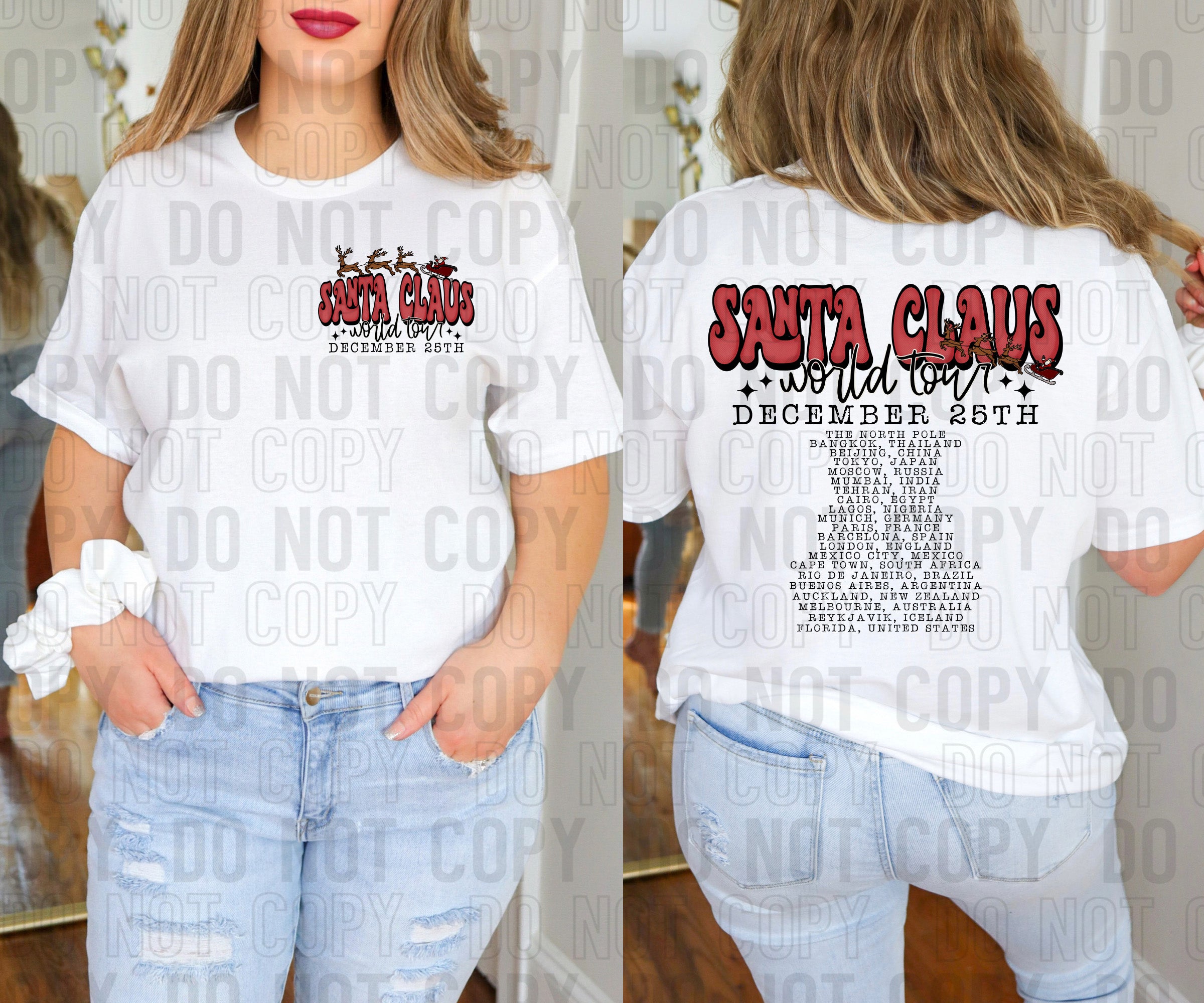 Santa's World Tour Pocket ONLY DTF Transfer – K&M Designs