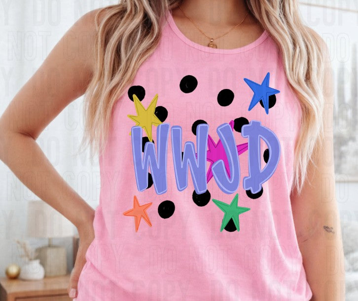WWJD Dots & Stars DTF Transfer – K&M Designs