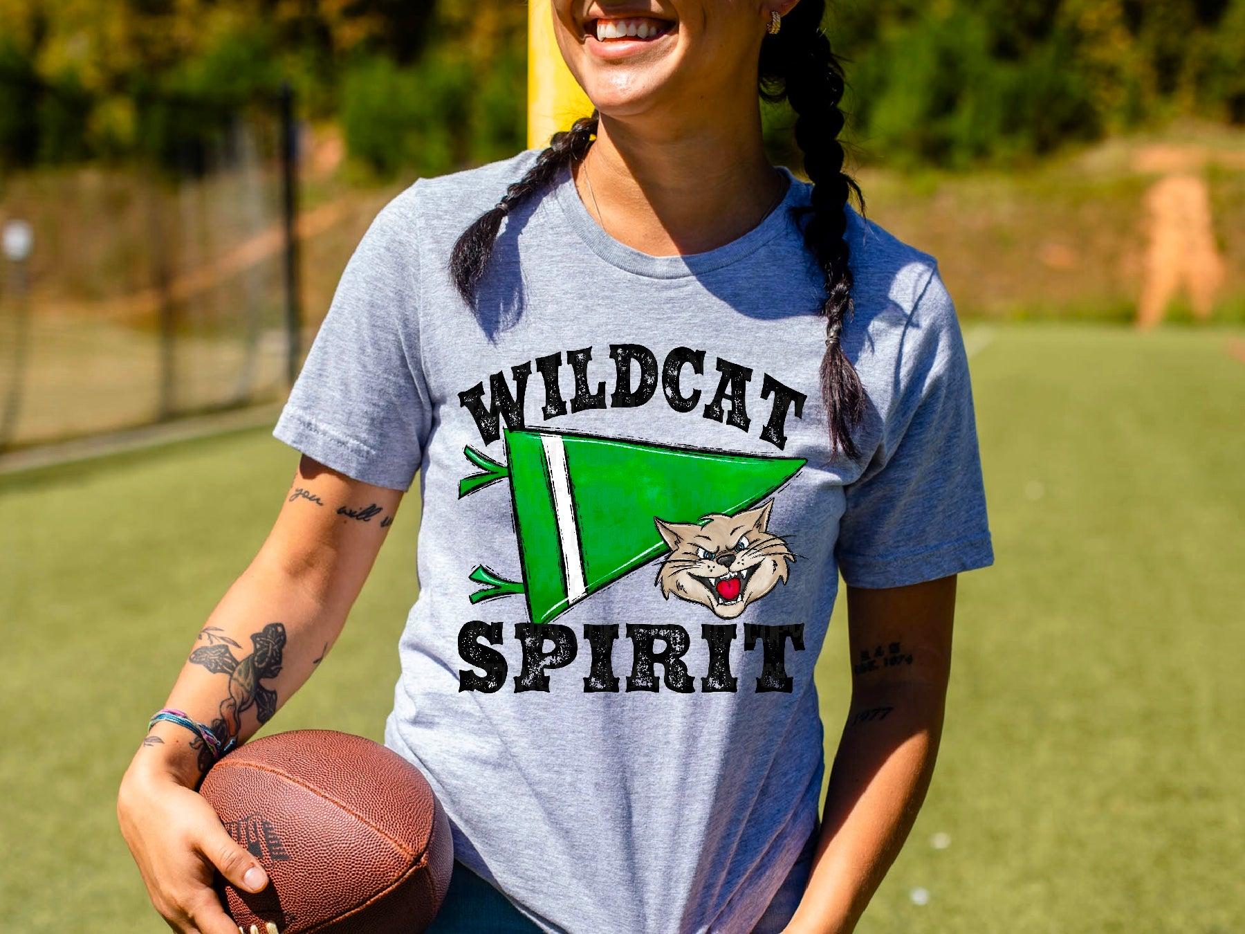 Wildcat Spirit Pennant Mascot Green DTF Transfer – K&M Designs