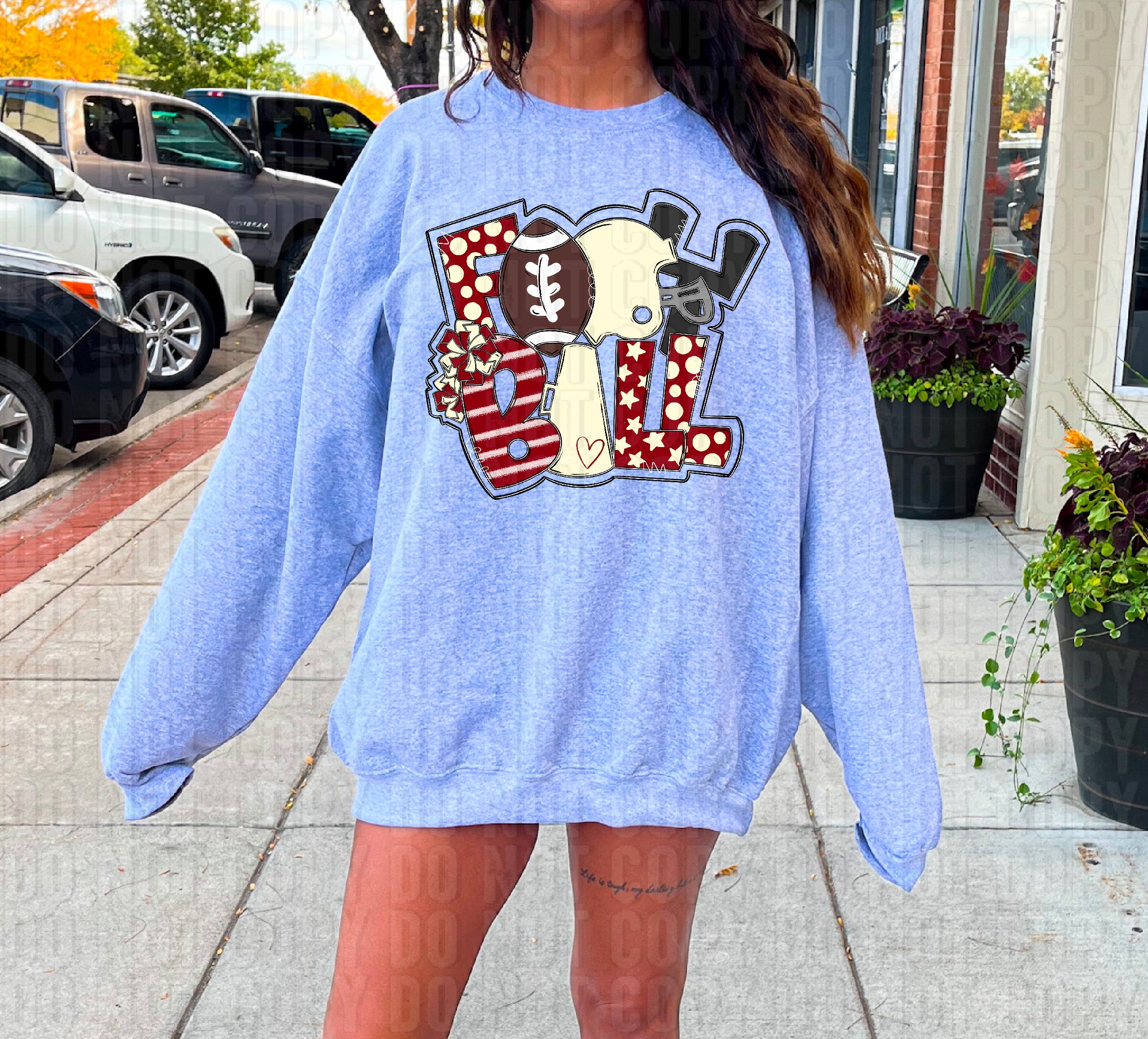 Football Helmet Doodle Red Cream White DTF Transfer – K&M Designs